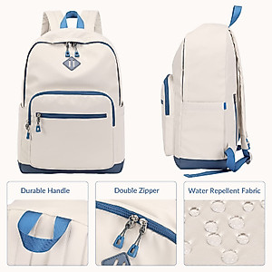 Lohol Classic Backpack for Girls Boys Teens, Lightweight Daypacks for School and Travel (Beige & Green)