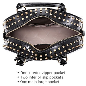 Dasein Women Patent Leather Purses Handbags Dome Satchel Purse Work Tote Structured Shoulder Bag with Long Strap (Black)