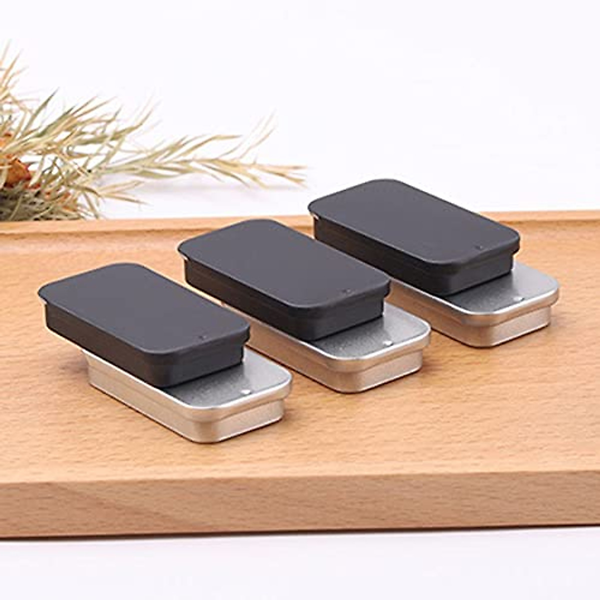 Empty Slide Top Rectangular Metal Tin Containers for Candies, Jewelry, Crafts, Pills, Lip Balm, Storage Kit(60x34x11mm,Black)