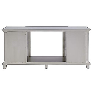 SEI Furniture Toppington Mirrored Media Console Color Changing Electric Fireplace, Silver