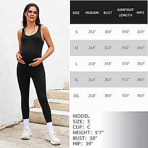 Bhome Maternity Jumpsuits Sleeveless Romper Pregnant Bodysuit One-piece Leggings Activewear Black L