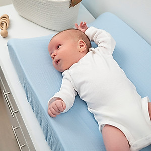 aden + anais Essentials Changing Pad Cover, 100% Cotton Muslin, Super Soft, Breathable, Tailored Snug Fit, Single, Solid Blue