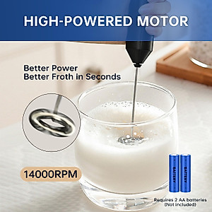 YSSOA Electric Milk Frother Handheld with Stainless Steel Stand Battery Operated Whisk Drink Mixer for Coffee, Frappe, Latte, Hot Chocolate, Matcha, Mini Hand Blender 2024 Version