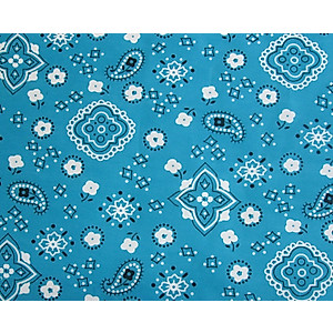 Bandana Turquoise Poly Cotton 58 Wide Fabric by The Yard (F.E.