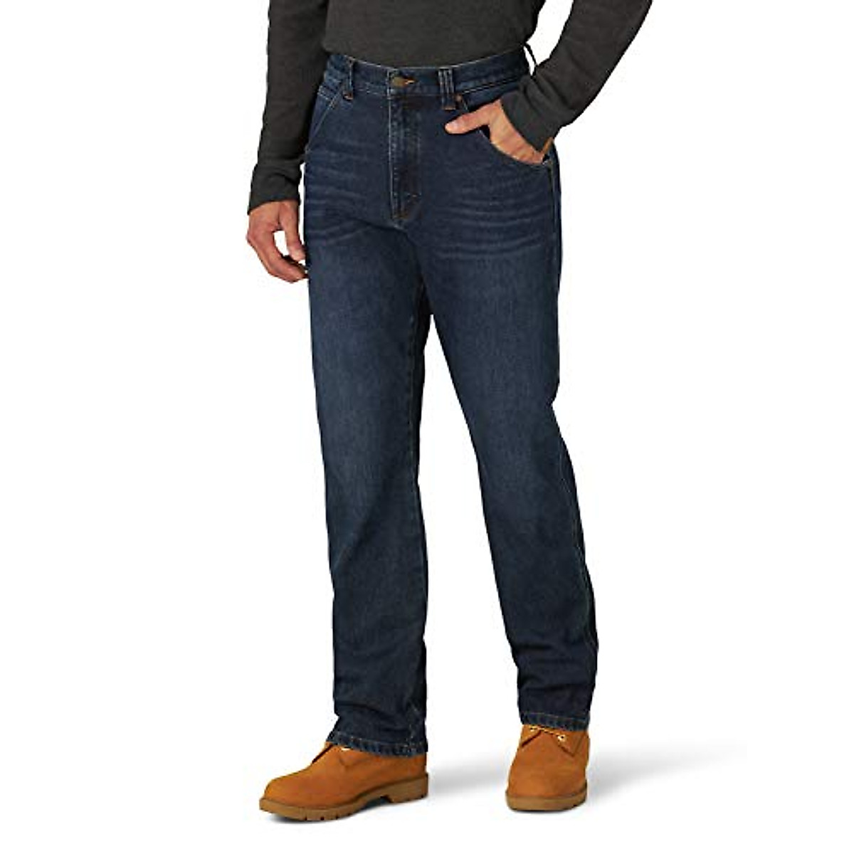 Riggs Workwear Men's Five Pocket Single Layer Insulated Jean, Dark Wash, 35W x 32L