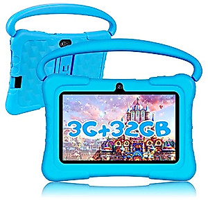 ATMPC Kids Tablet with 1024x600 HD Touchscreen, 128GB Storage, Android 11 OS, Quad-Core Processor, Parental Control, Age-Appropriate Apps, Protective Case, Safe Eye Protection