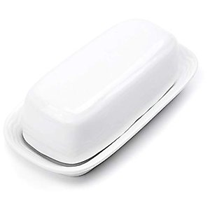 Fox Run Butter Dish, White Stoneware
