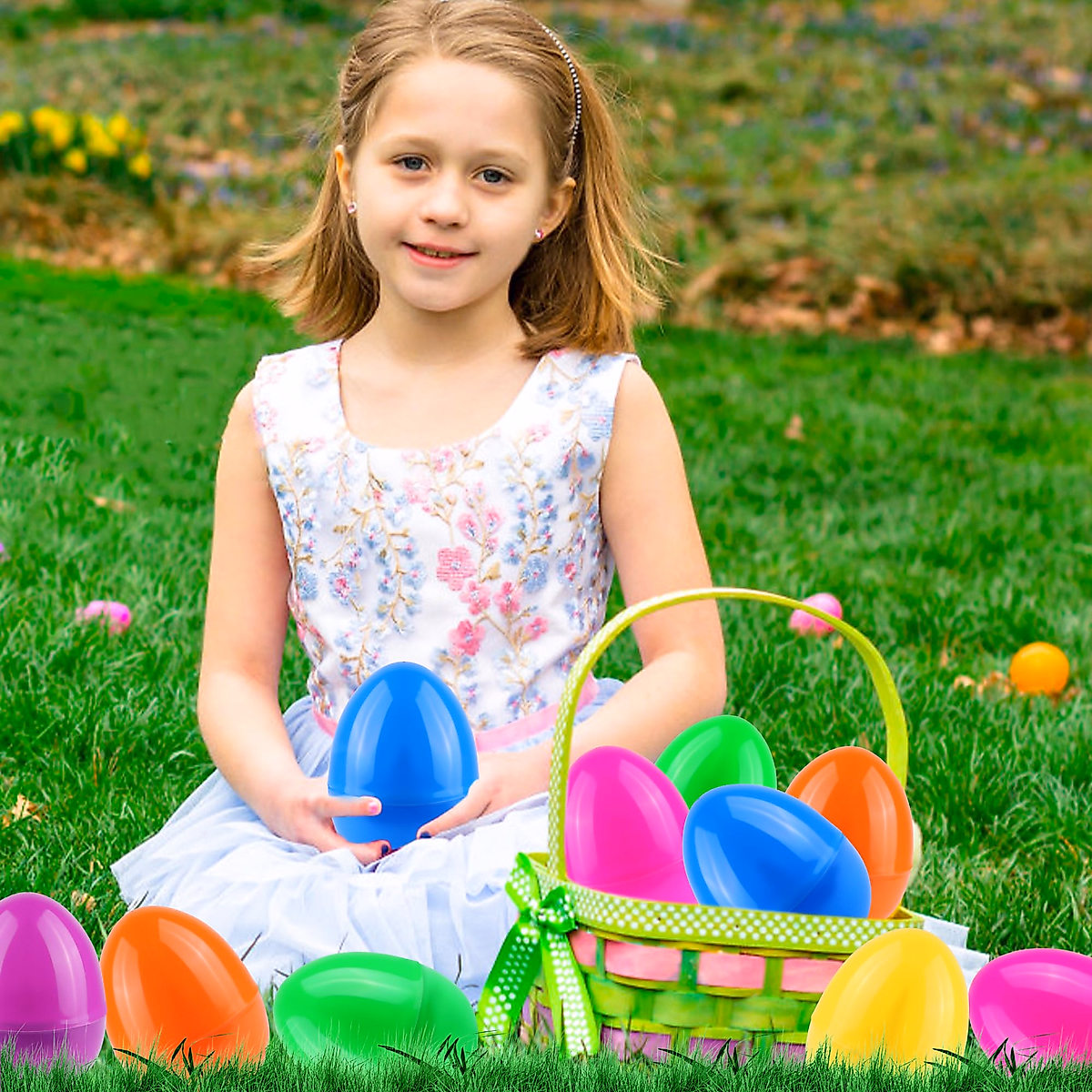 12 PCS Jumbo Easter Eggs 6 Inch Colorful Giant Plastic Easter Eggs Fillable Large Suprise Egg for Easter Themed Hunt Basket Stuffers Fillers Filling Treats Party Favors Classroom Prize Supplies