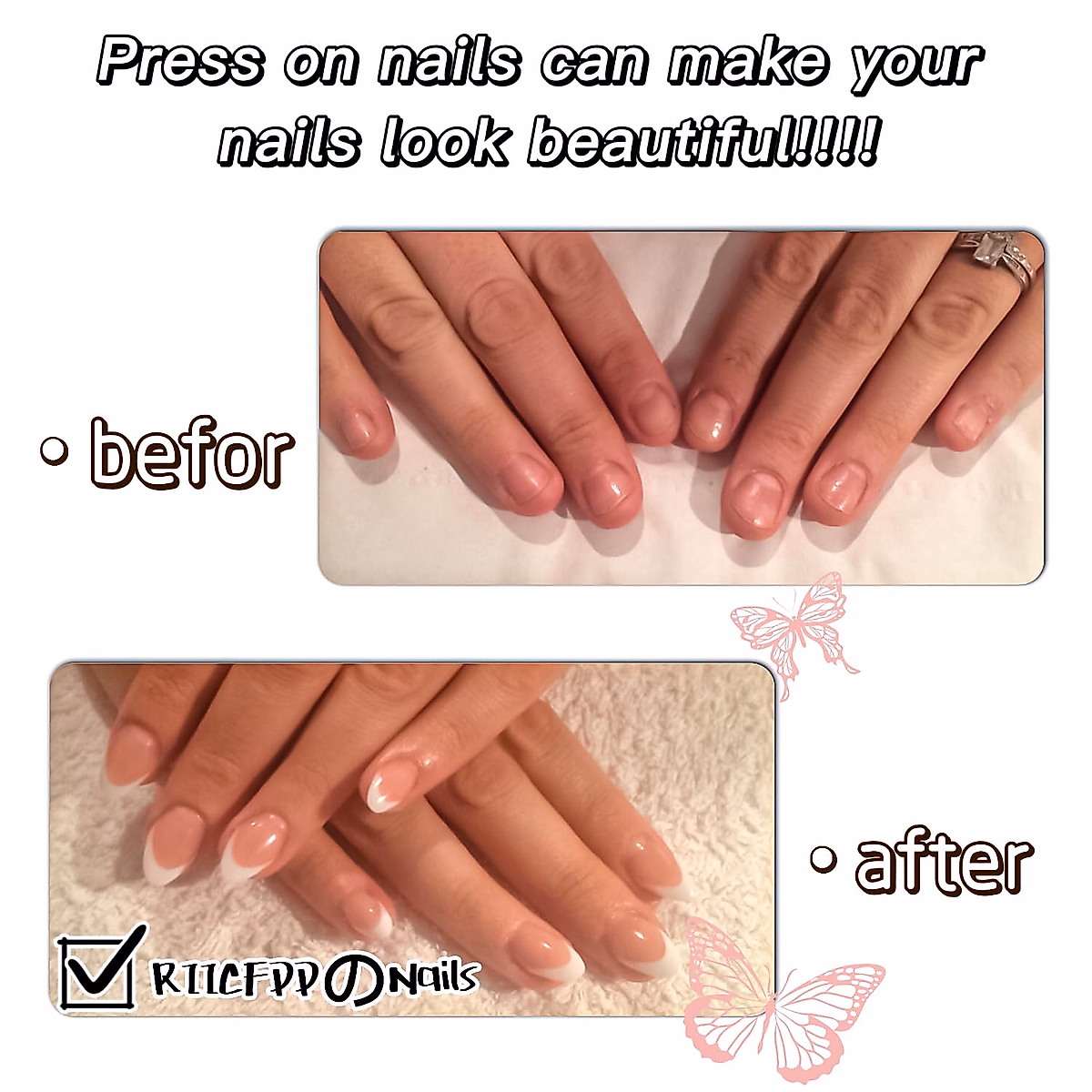 24 Pcs Halloween Press on Nails Almond White Fake Nails Blood stains and Terror Eyeballs Designs Full Cover False Nails with Glossy Stick on Nails for Women