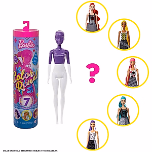 Barbie Color Reveal Doll & Accessories, Color-Block Series, 7 Surprises, 1 Barbie Doll (Styles May Vary)