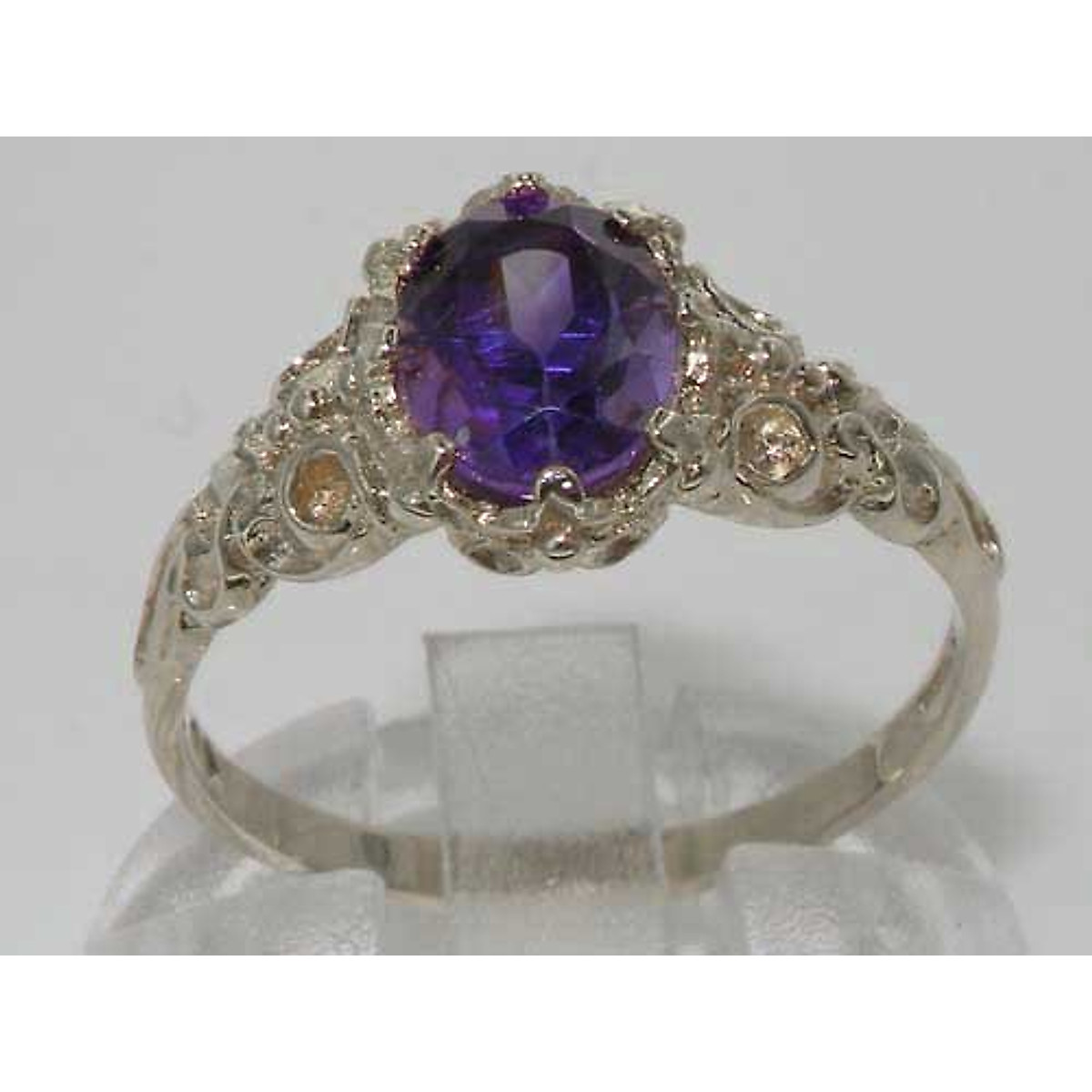 LetsBuyGold 925 Sterling Silver Real Genuine Amethyst Womens Solitaire Engagement Ring - Size 6