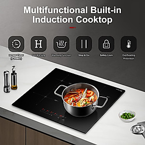 GASLAND Induction Cooktop 4 Burners, Drop-in 24 Inch Induction Stovetop IH60BF 240V Electric Hob, 9 Power Levels, Slide Touch Control, Child Safety Lock, 1-99 Minutes Timer