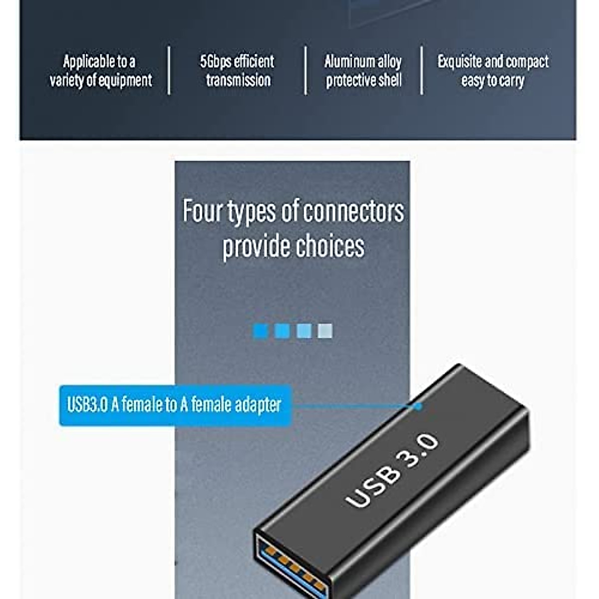 Haoquoou (4 Pieces) USB 3.0 Adapter kit, Support Charging and Data Transfer, high Speed Extended Conversion Connector Connector