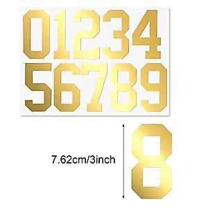 TaoBary 8 Sheets Mailbox Numbers Stickers Waterproof Vinyl Number Stickers Anti Fading Sticker Numbers Self Adhesive Number Decals Pre Spaced Number Signs for Car Home Residence(3 Inch,Gold)