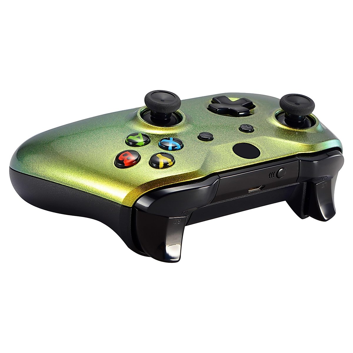 eXtremeRate Gold Green Faceplate Cover for Xbox One Wireless Controller Model 1708, Chameleon Custom Replacement Front Housing Shell for Xbox One S & Xbox One X Controller - Controller NOT Included