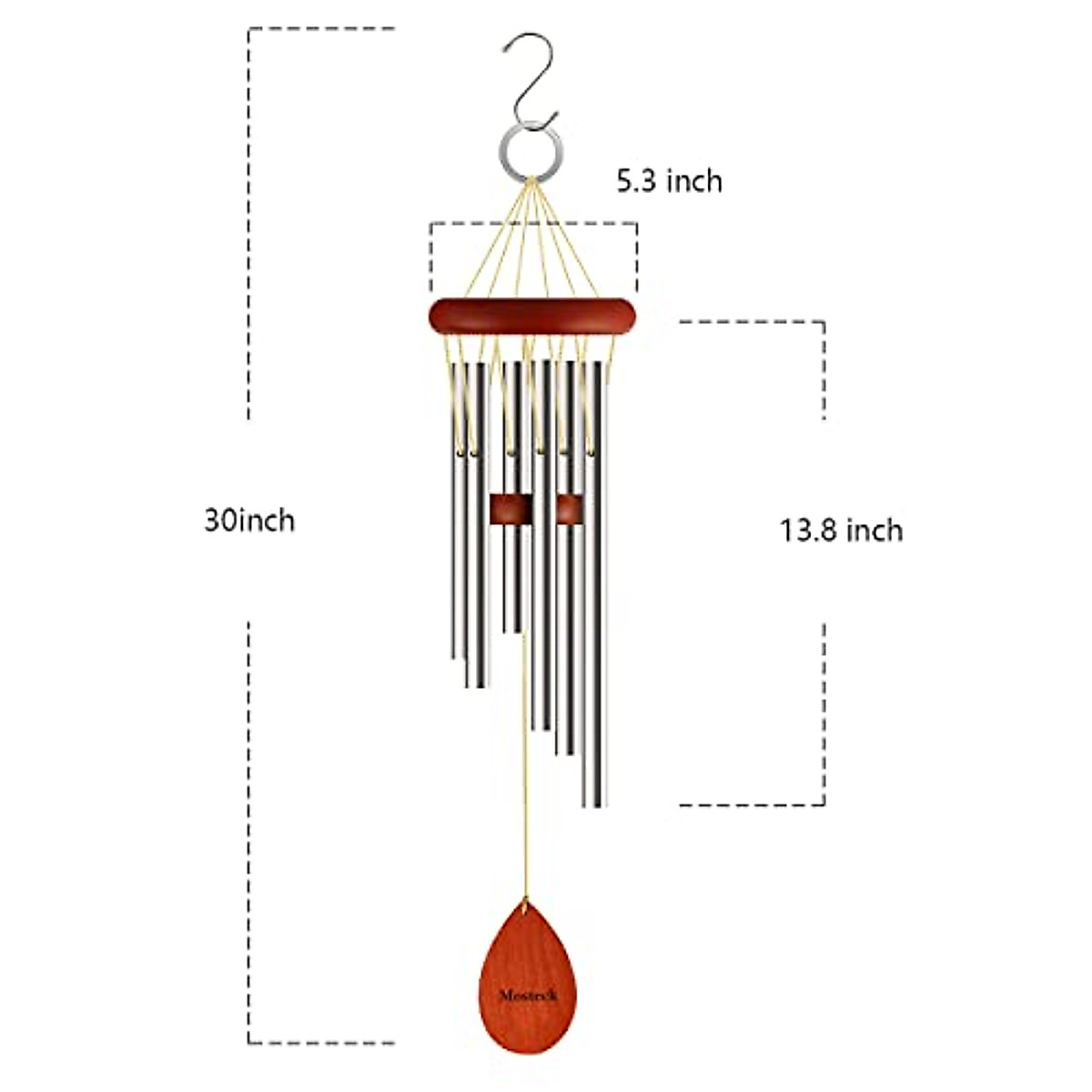 Mosteck Anodized Aluminium Wind Chimes 26" Inches, Gift for Unisex, Suitable for Outdoor, Garden, Patio Decoration