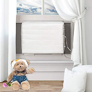 Indoor Air Conditioner Cover Ac Cover for Inside Wall Unit Inside AC Covers for Window Air Conditioner 21 x 15 x 3.5 Inches with Anti-Slip liner White Slim Window Air Conditioner Protective Cover