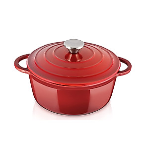 Eternal Living Enameled Cast Iron Dutch Oven with Handles and Lid, 3 Quart Red