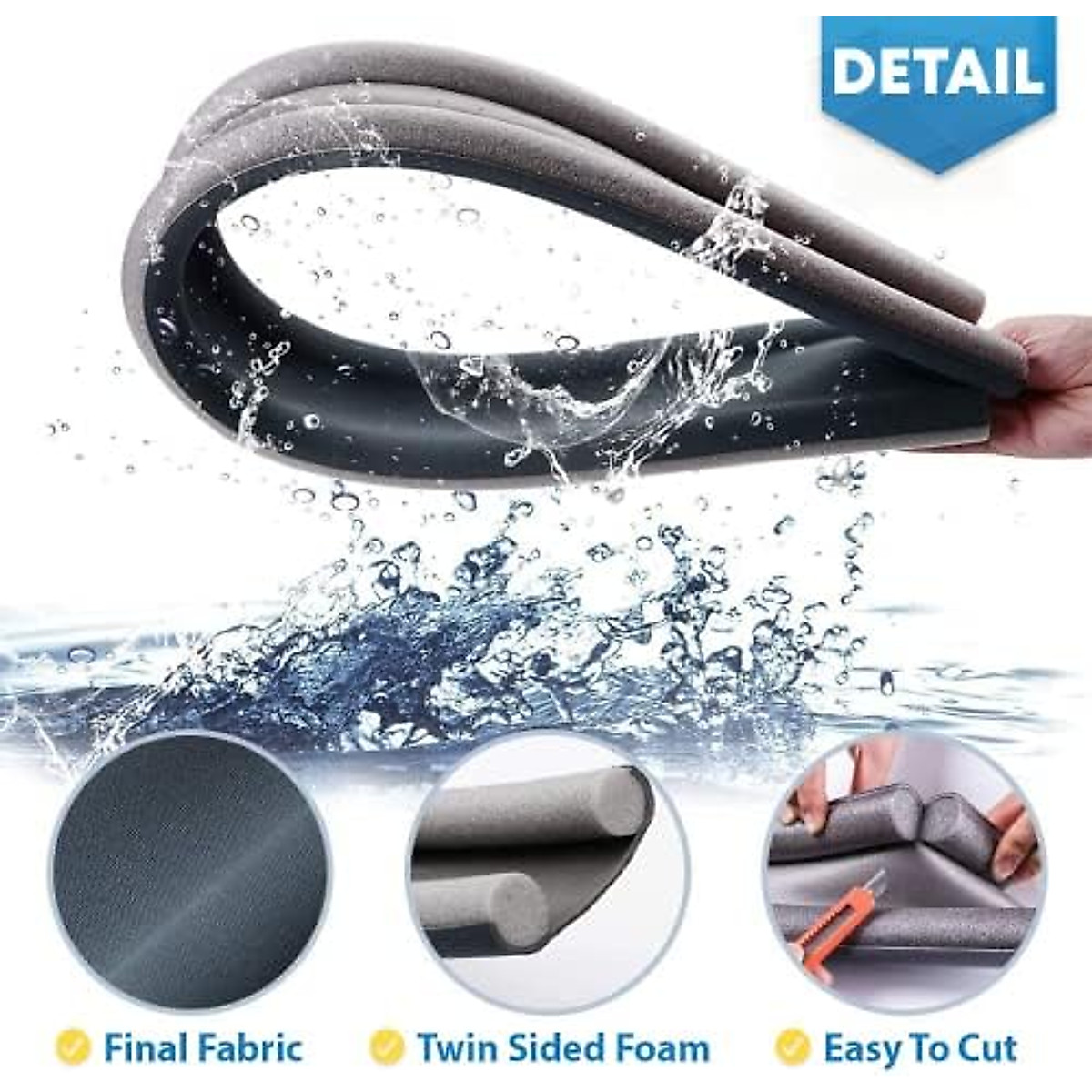 SYIPO Door Draft Stopper - Adjustable 37'' Twin Door Draft Blocker Cuttable and Washable, Draft Door Stopper Energy Saving Door Weather Stripping Reduce Noise Window Breeze Blocker Door Sweeps, Gray