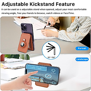 MYBAT PRO Magsafe Wallet - with AirTag Holder, Mens Magnetic Phone Wallet Card Holder with Kickstand for iPhone 15 Pro Max/14 Plus/13/12 Series, RFID Blocking, Fit 4 Cards, Brown