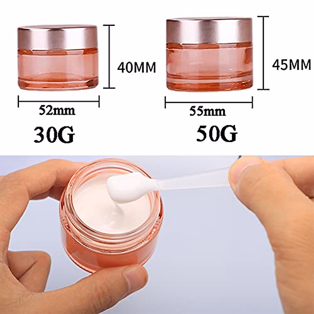 4 Pack Cosmetic Jar Empty Pink Glass Jar Travel Cream Jar Makeup Sample Container Pot For Cream Lotions Scrubs Lip Balm With Inner Liner And Rose Gold Lids (30g/1oz)