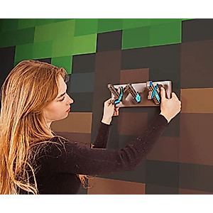 Ukonic Minecraft Diamond Tool Wall Coat Hooks Storage Rack Organizer | Freestanding Hat and Coat Rack Wall Mount, Home Decor Room Essentials | Video Game Gifts and Collectibles