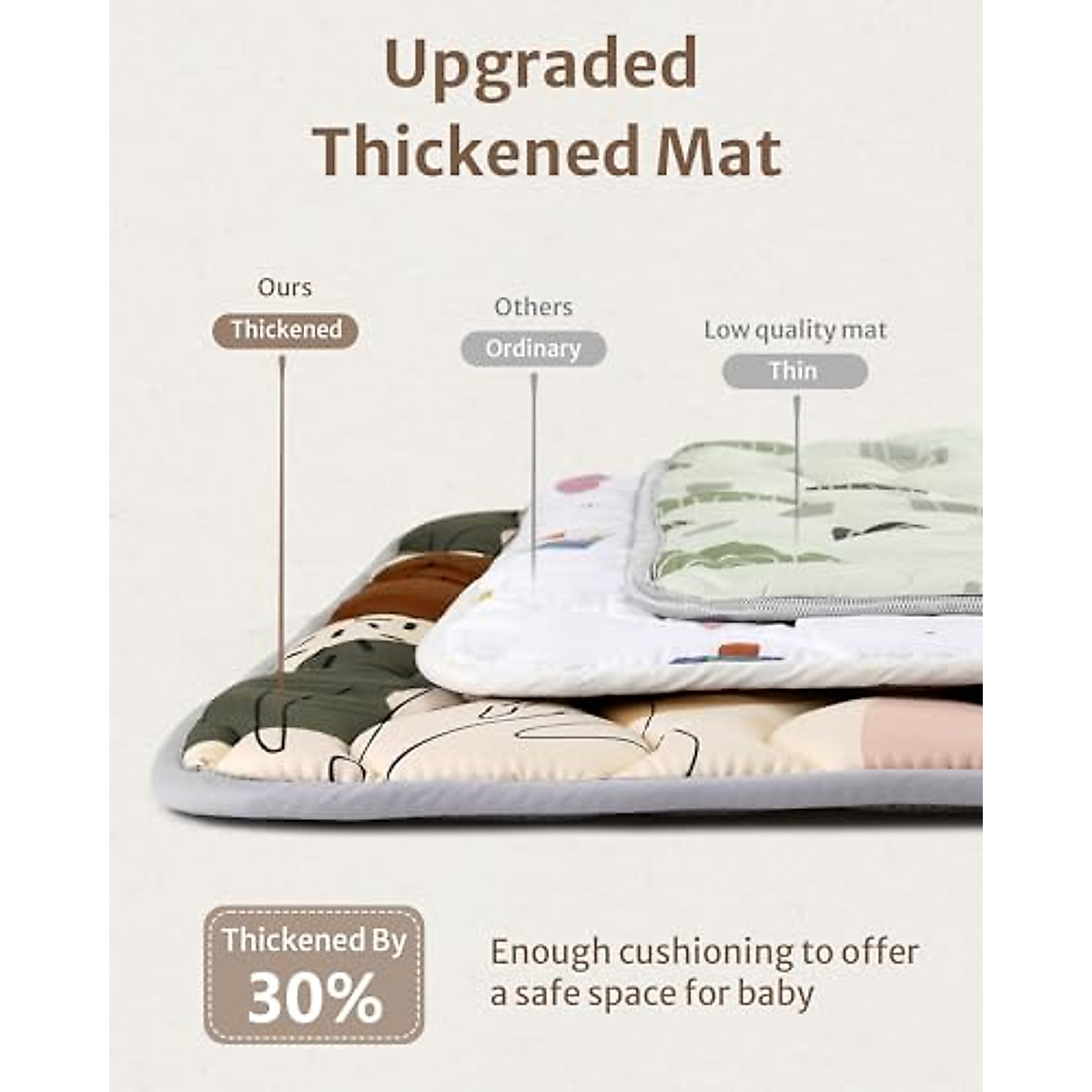 Blissful Diary Hexagon Playpen Mat,52x48 Thicken Soft Playpen Mat fits Regalo Portable Play Yard 48 Inch and Hiccapop 53" PlayPod Playpen,Washable Baby Play Mat for Infants Toddler Kids,Boho Design