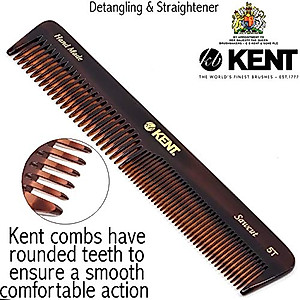Kent 5T 6.6 Inch Double Tooth Hair Dressing Comb, Fine and Wide Tooth Dresser Comb For Hair, Beard and Mustache, Coarse and Fine Hair Styling Grooming Comb for Men, Women and Kids. Made in England