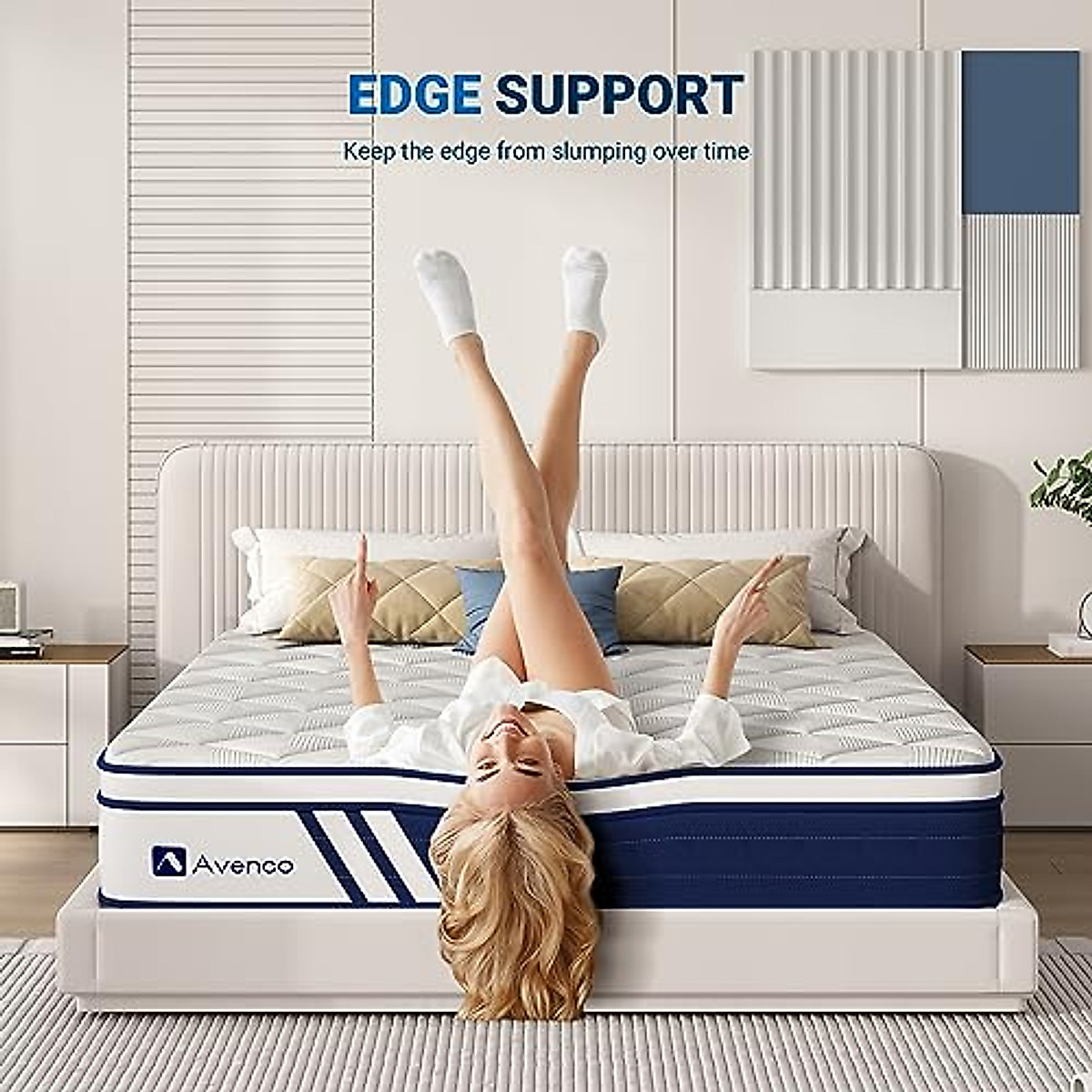 Avenco Queen Mattress, 12 Inch Hybrid Queen Size Mattress in a Box with Gel Memory Foam & Individual Pocket Springs for Pressure Relief & Motion Isolation, Medium Firm Queen Mattresses