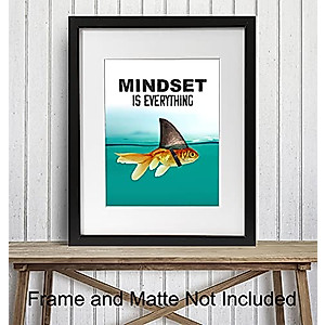 Motivational Wall Art Posters for Home, Office - Mindset is Everything - LARGE 11X14 - Inspirational Gifts for Men, Students - Entrepreneur Wall Art Decor - Uplifting Self-Improvement Positive Quotes