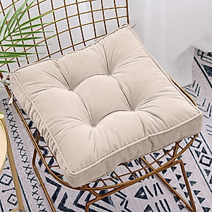 Furlide Chair Cushion with Ties 18 x 18 Inch Indoor Outdoor Cushions for Dining Chairs Set of 2, Square (Beige, 18 x 18 Inch)