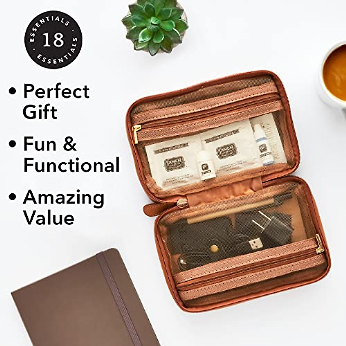 Pinch Provisions Work from Anywhere Kit, Includes 17 essentials to Help You Stay on Task, Must-Have Essentials, Compact Multi-Functional Vegan Leather Pouch.