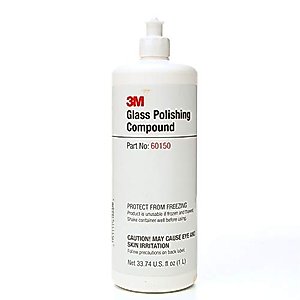 3M Glass Polishing Compound with Cerium Oxide Mineral, Defect Repair and Glass Scratch removal one step Glass Polish, Permanently Removes Fine Scratches, Swirl Marks, Water Spots, 60150, 1 Liter, 051111610091
