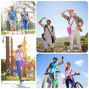 Narvokey Water Bottle Carrier Strap Fits Stanley Quencher H2.0, 40oz,Included 3Set Straw Stopper, Pouch Bag with Adjustable Shoulder Strap (Red)