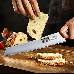 HOSHANHO Bread Knife 8 inch, Japanese AUS-10 High Carbon Stainless Steel Serrated Bread Knife, Professional Bread Cutting Knife for Homemade Bread