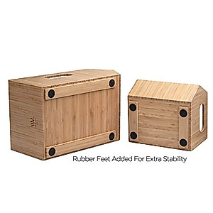Bamboo Storage Bins for Pantry & Kitchen Cabinet Organizer Multi-Purpose 2 PC Stackable Set for Canned Goods, Vegetables, Pouches, Boxed Meals & more