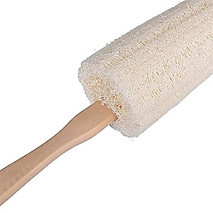 INGVY Dry Brushing Body Brush Natural Exfoliating Loofah Back Sponge Scrubber Brush with Long Wooden Handle Stick Holder Body Shower Bath Spa