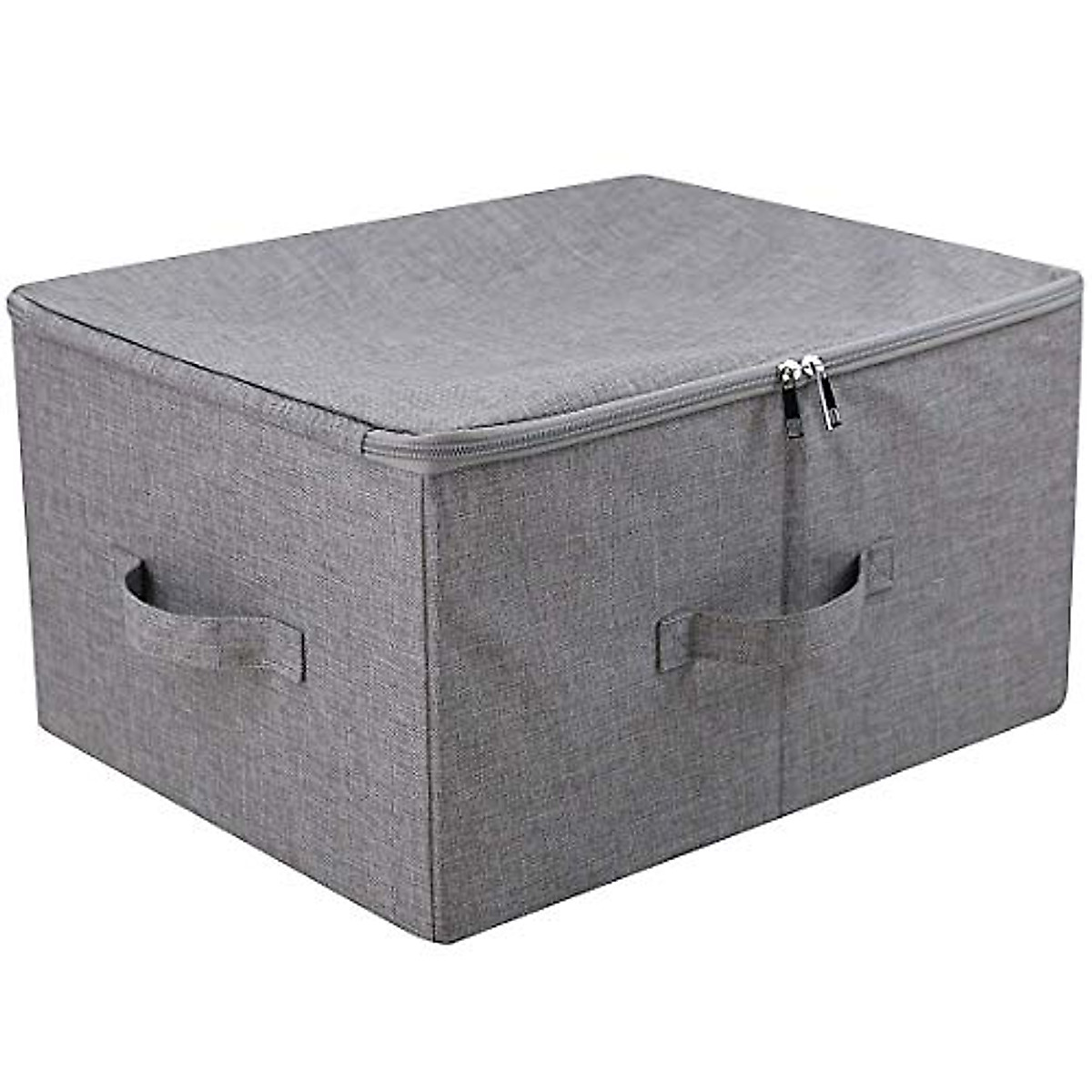 iwill CREATE PRO Folding Storage Box with Zip Lid and Handles, Storage Basket With Linen Fabric, Closet Shelf Drawers,Dark Gray, 2 pcs