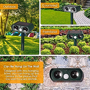Abilly 2023 Solar Ultrasonic in Repellent Defender Rat, Squirrel, Deer, Raccoon, Skunk, Rabbit, Mole, Dog, Cat, Waterproof with Motion Detector