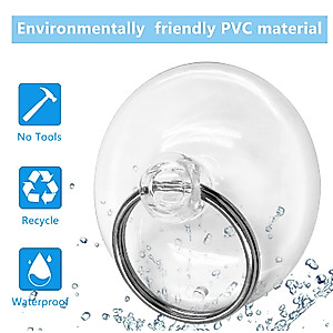 Piutouyar 12Pcs Suction Cup with Ring 1.6"/40mm Clear Key Ring Suction Cups Sucker for Window Kitchen Wall Hook Hanger
