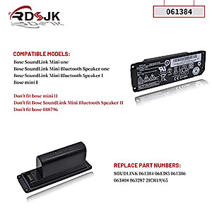 061384 063404 061385 061386 063287 Speaker Battery Replacement for Bose Soundlink Mini I one/Bose SoundLink Mini Bluetooth Speaker one/Bose SoundLink Mini Bluetooth Speaker I/Bose mini I One 7.4V 17Wh