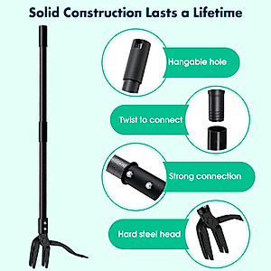 Weed Puller with Long Handle- 63inch - Adjustable Stand Up Weed Puller Tool, Heavy Duty Stand Dandelion Digger Puller, Ergonomic Standing Weeding Puller Tool Weed Picker for Garden Lawn Farmland