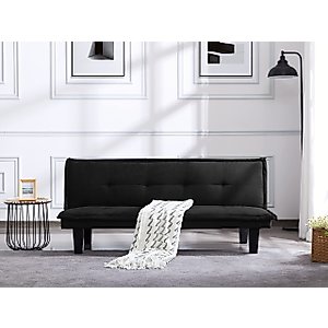 AnwickNomo 63.8" Convertible Futon Sofa Bed, Faux Suede Loveseat with Adjustable Backrest, Futon Sleeper Sofa for Small Space, Living Room, Bedroom, Apartments (Black)