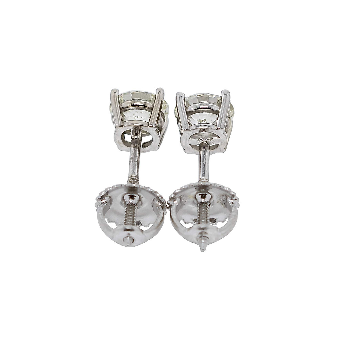 IGI Certified 1.00 Carat Lab-Created Diamond Stud Earrings 14kt White Gold (H-J Color VS2-SI1 Clarity)