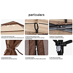 COOSHADE 11x11Ft Easy Pop Up Gazebo Tent Instant Outdoor Canopy Shelter with Mosquito Netting Walls(Beige)