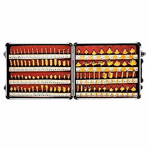 8milelake 100 pcs 1/4inches Shank Router Bit Set Tungsten Carbide Tips Woodworking Kit, Dovetails, Slot Cutters & Straight Router