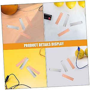 NUOBESTY 2 Sets Battery Electrode Sheet Batteries Zinc Electrode Strip Electrode Strips DIY Fruit Battery Materials Zinc Strip Battery Experiment Materials Zinc Anode Zinc Plate Copper
