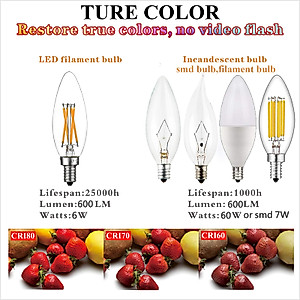 LiteHistory E12 led Bulb Dimmable 6W Equal 60 Watt 2700K AC120V Edison Bulb B10 B11 Candelabra Bulbs for Chandelier and Ceiling Fan Light Bulbs 600LM e12 Bulb 12Pack