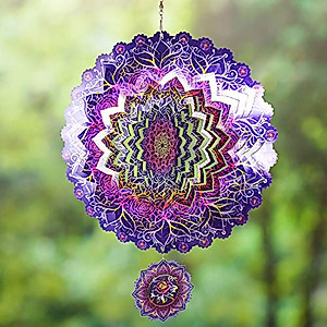 Wind Spinners Outdoor Metal Decorations Gorgeous Spinners | Mandala Stainless Steel Ornament for Garden Home Decor | Multi Color Metal Sun Catcher Art for Tree Hanging, Backyard (M5)