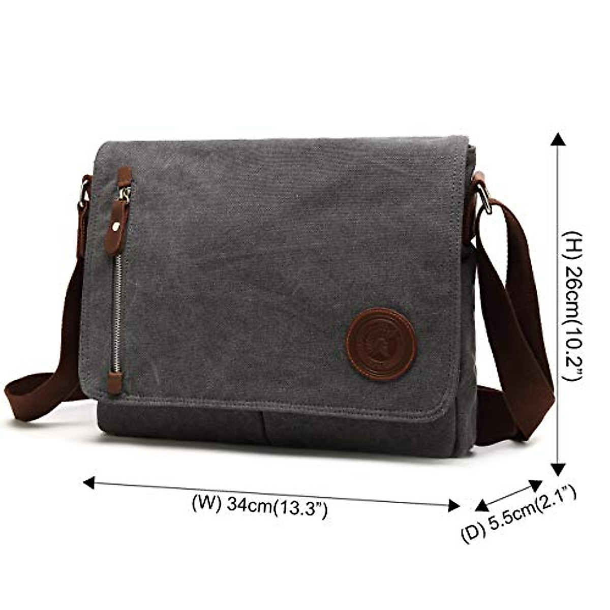 Vintage Men's Canvas Messenger Bag Laptop Shoulder Satchel Crossbody (M36_Grey)